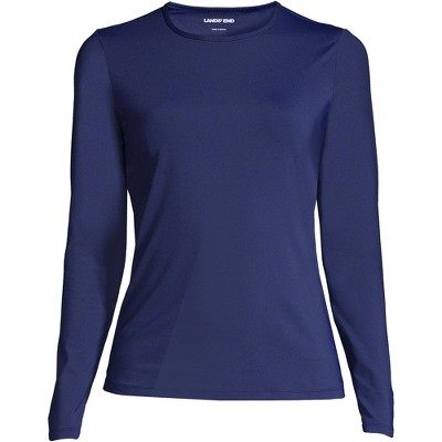 Lands' End Women's Long Crew Neck Long Sleeve Rash Guard Upf 50 Swim ...