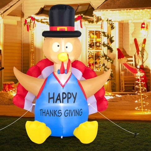 Costway 6 Ft Thanksgiving Inflatable Turkey Harvest Day Decoration For ...