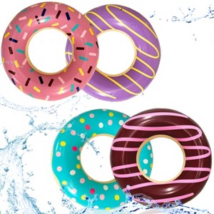 Donut Pool Floats Kids & Adults 30" (4 Pack) Floaties For Swimming Pool ...