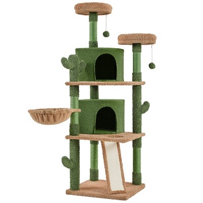 Yaheetech 66inch Cactus Cat Tree With Natural Sisal, Green/brown : Target