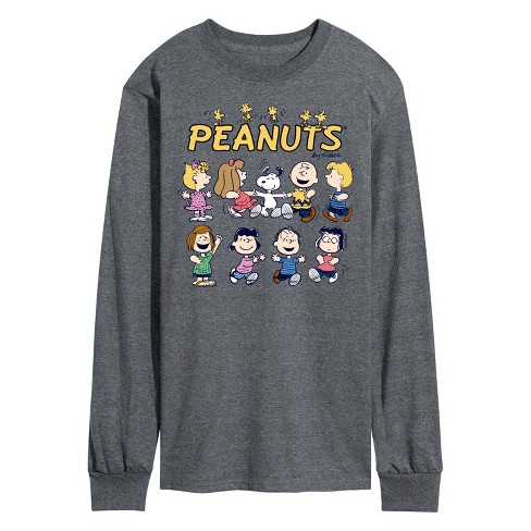 Men's Peanuts Peanuts Characters Long Sleeve Graphic T-shirt - Heather ...
