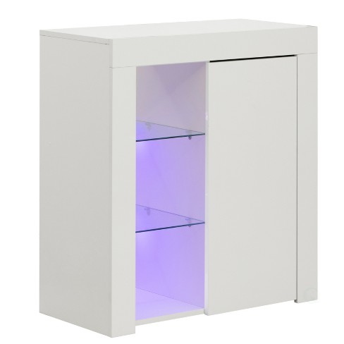 Basicwise Office Or Living Room Side Storage Cabinet With Led, White ...