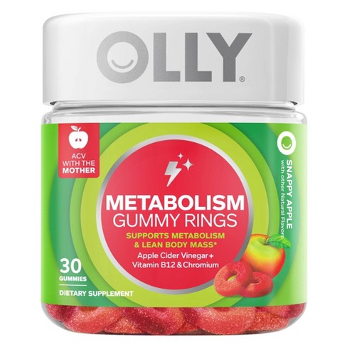 Olly Metabolism Gummy Rings With Apple Cider Vinegar, Vitamin B12 & Chromium - Apple - 30ct : Target
