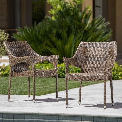 Elegant Curved Design Modern Outdoor Wicker Armchair, Weather-resistant ...