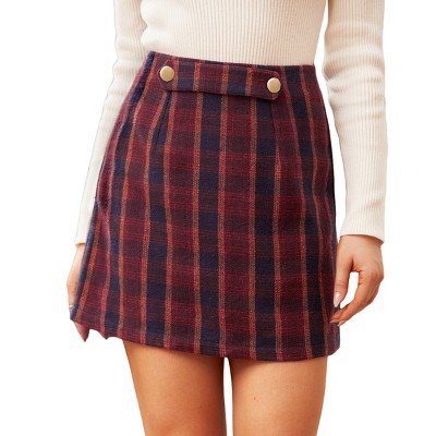 Women's Christmas High Waist Festive Plaid Mini Skirt - Cupshe-xl-red ...
