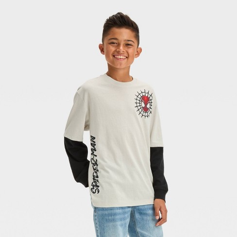 Boys' Spider-man Nikkolas Smith Long Sleeve Graphic T-shirt - Cream ...
