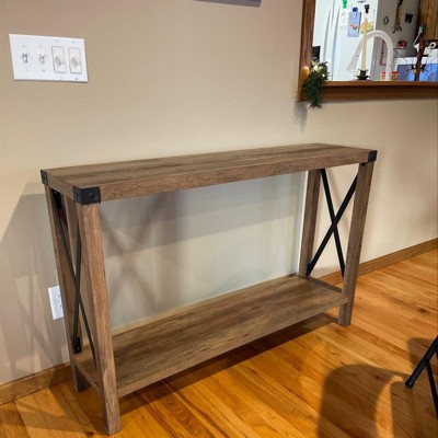 Sophie Rustic Industrial X Frame Entry Table White Oak - Saracina Home ...