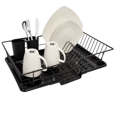 Chrome Plated Steel 2-piece Small Dish Drainer - Black : Target