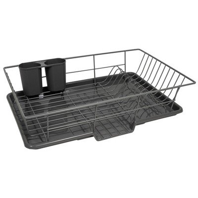 3-piece Large Kitchen Sink Dish Drainer, Gray : Target