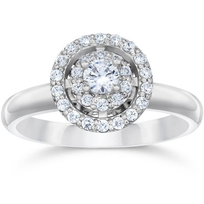 Pompeii3 5/8 Carat Vintage Halo Diamond Engagement Ring 14K White Gold ...
