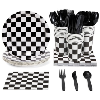 Juvale 144 Piece Disposable Dinnerware Set, Race Car Birthday Party ...
