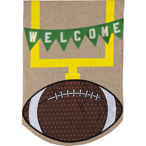 Football Fall Burlap Garden Flag Goal Post 18" X 12.5" Briarwood Lane ...