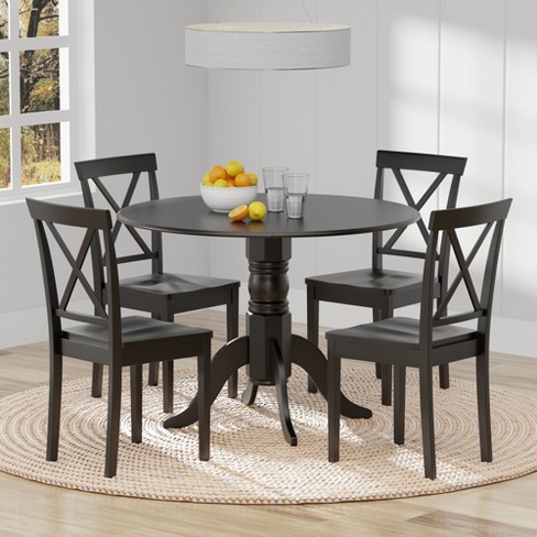 Glenwillow Home 5-pc - 42" Round Double Drop-leaf Dining Table + X-back ...