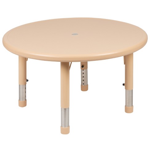 Flash Furniture 33" Round Natural Plastic Height Adjustable Activity ...