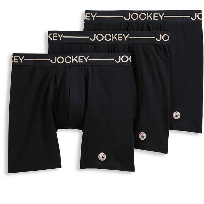 Jockey Men's Organic Cotton Stretch 6.5" Boxer Brief - 3 Pack L Black ...
