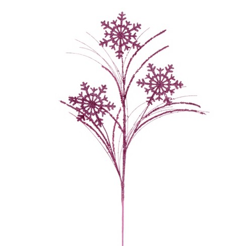 Vickerman 31" Pink Snowflake Glitter Spray, 6 Per Bag. : Target