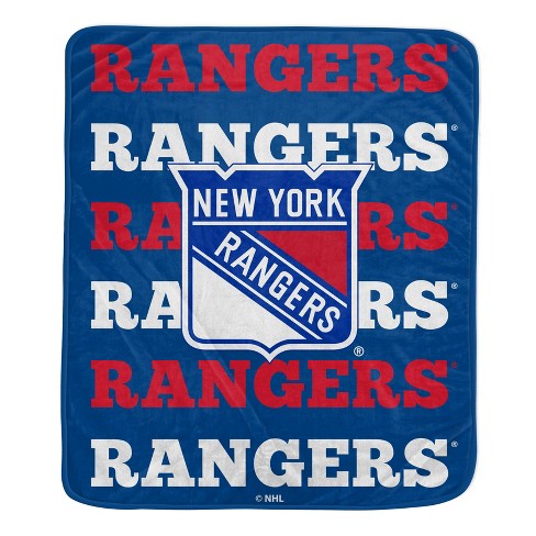 Nhl New York Rangers Repeat Logo Wordmark Ultra Soft Blanket : Target