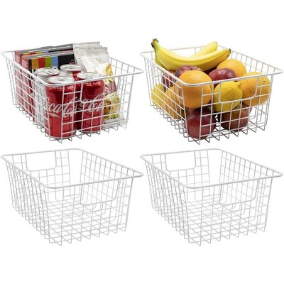 Sorbus 3 Pack Farmhouse Scoop Wire Baskets With Handles - Stackable ...