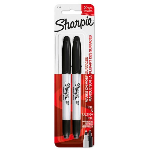 Sharpie 2pk Permanent Markers Twin Tip Black : Target