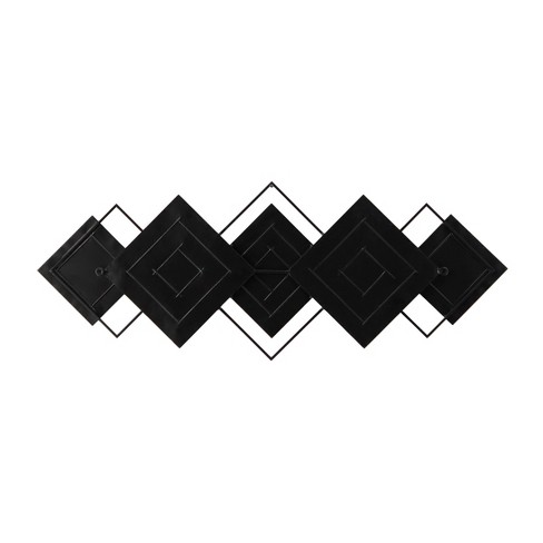 16" X 43" Bamboo Geometric Overlapping Diamond Wall Decor With Metal ...