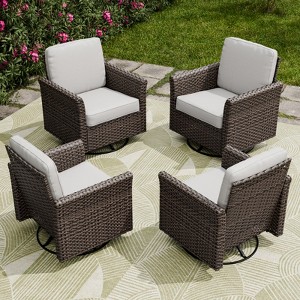 EAGLE PEAK Ocean Vista Patio Swivel Rocking Chairs Set of 4, Weather ...
