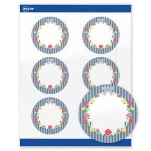 Avery® Glossy 3" Diameter Labels, Silver Ribbon w/Roses, 60ct : Target