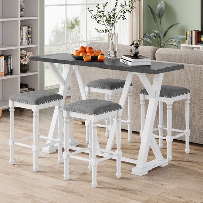 3-piece Kitchen Island Set With 2 Stools Cream White-modernluxe : Target