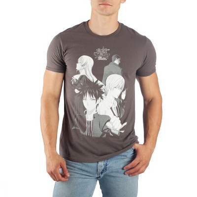 Mens Food Wars Anime Cartoon Character Group Charcoal Grey Graphic Tee ...