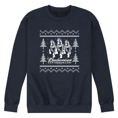 Men's Clydesdales Bud Sweater Graphic Fleece Sweatshirt - Navy - Medium ...