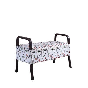 HomeRoots 17" Dark Brown And Blue Upholstered 100% Polyester Floral ...