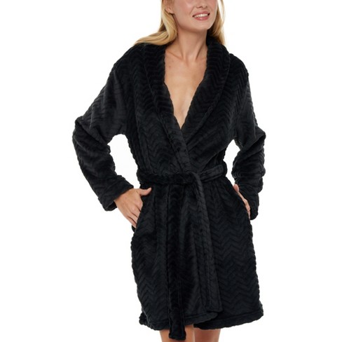Alexander Del Rossa Women's Classic Plush Robe, Chevron Textured Short ...