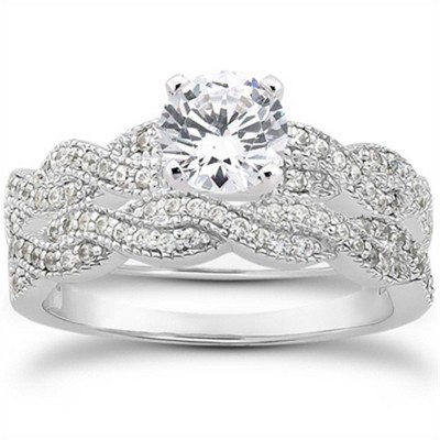 Pompeii3 5/8ct Pave Diamond Infinity Engagement Wedding Ring Set ...