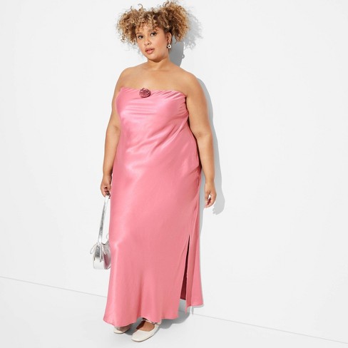 Women's Rosette Tube Maxi Bodycon Dress - Wild Fable™ Pink 4x : Target