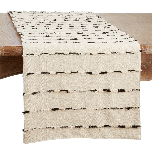 Saro Lifestyle Table Runner With Striped Design, Black, 16" X 72" : Target