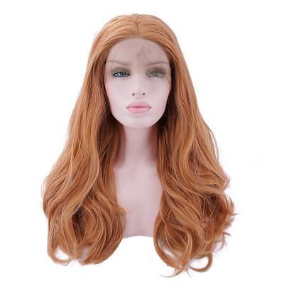 Unique Bargains Women Halloween Long Natural Curly Lace Front Wigs With ...
