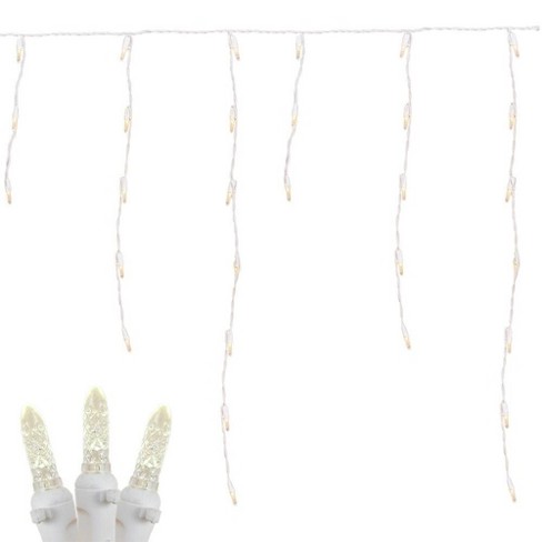 Novelty Lights Warm White M5 Led Icicle Lights On White Wire 150 Bulbs ...