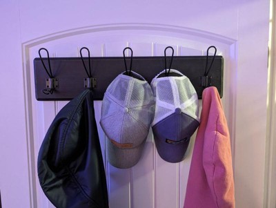 Emma And Oliver Rustic Brown Wall Hanging Storage Rack With 5 Hooks For ...