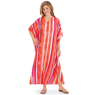 Collections Etc Colorful Cinch Waist Long Polyester Caftan Robe Onesize ...