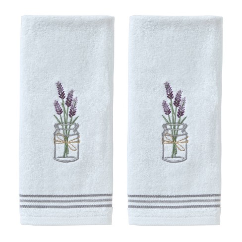 2pk Lavender Hand Towel Set White - Skl Home: Cotton Dobby Weave ...