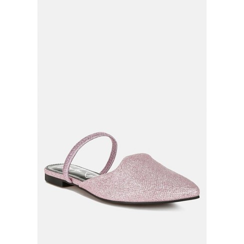 London Rag Womens Twiggy Glitter Faux Leather Flat Mules Us-6 / Uk-4 ...