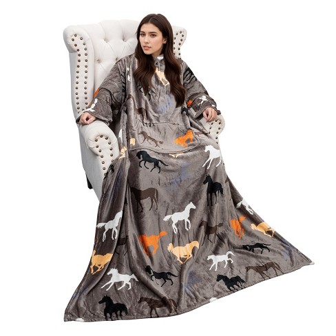 Solaris Wearable Horse Pattern Blanket With Sleeves For Women Men ...