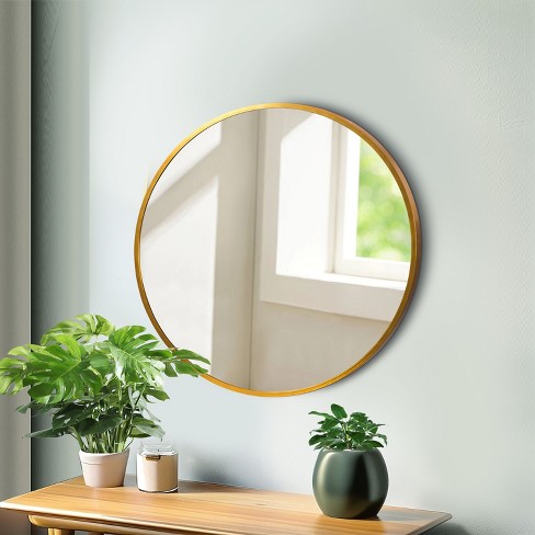 Dovelina Round Mirror Metal Framed Decorative Wall Mirror Hallway ...