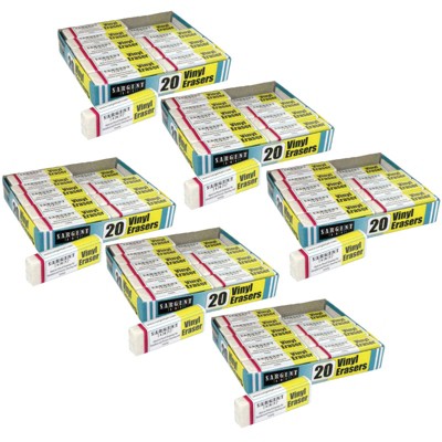 Sargent Art Vinyl Erasers Class Pack, 20 Per Pack, 6 Packs : Target