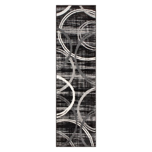 World Rug Gallery Contemporary Abstract Circles Design 2'x7'2" Black ...
