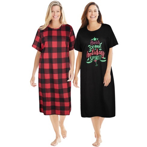 Dreams & Co. Women's Plus Size 2-pack Long Sleepshirts - 3x/4x, Red ...