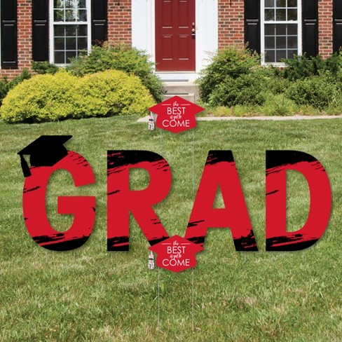 Big Dot Of Happiness Red Graduation Party Yard Signs - Outdoor Lawn ...