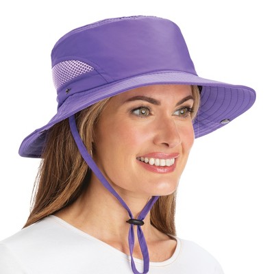 Collections Etc Adjustable Wide-brimmed Sun Protection Hat Purple : Target