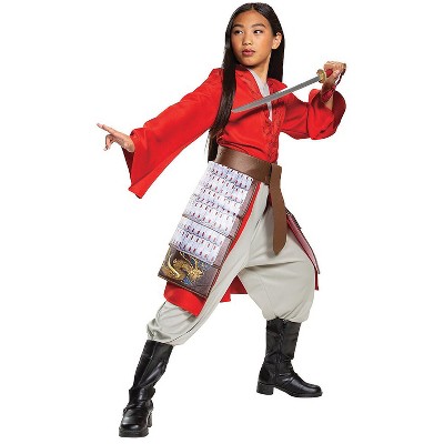 Girls' Mulan Hero Dress Deluxe Halloween Costume - Size 5-6 - Red : Target