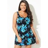 Swimsuits for All Tank Swimdress - 22, Blue Poppies (Plus Sizes ...