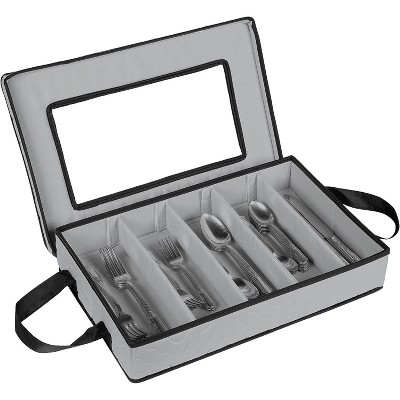 Flatware Storage Case - Durable 5 Compartment Silverware Storage ...